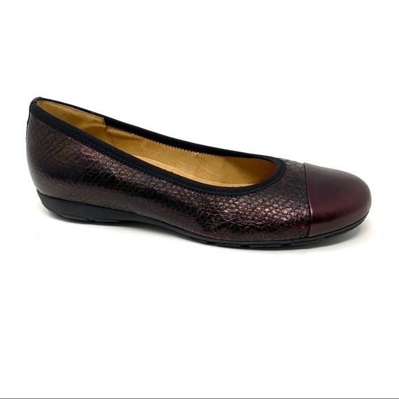 Gabor | Shoes | Gabor Leather Merlot Snake Cap Toe Flats 546165 | Poshmark